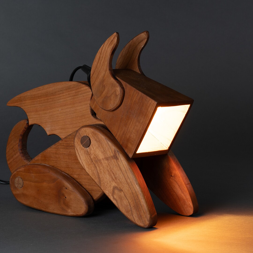 Hardwood Dragon Lamp - Etsy