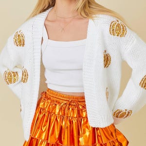Knitted Sequin Pumpkin Sweater | Cozy Fall Sweater | Cute Sweaters for ...
