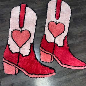 Tufted Cowboy Boot Rug Cowboy Boot Western Home Decour Dorm Decour Gift ...