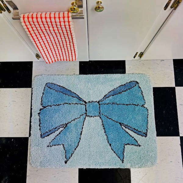 Blue Bow Rug - Etsy