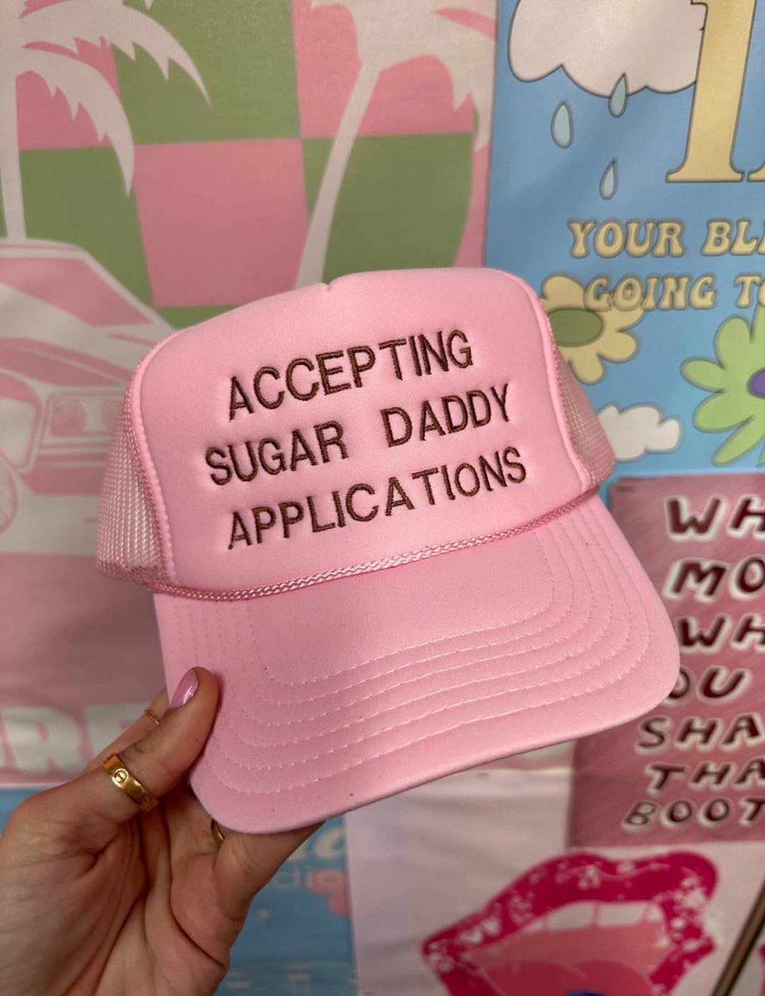 Embroidered Accepting Sugar Daddy Trucker Hat Lake Hat L Bachlorette ...