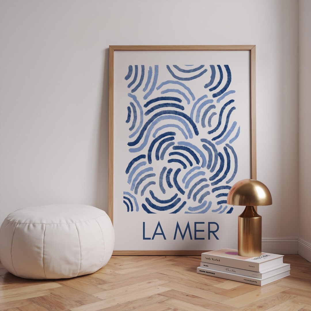 La Mer Print, Coastal Poster, Sea Themed Prints, Blue and White Wall ...