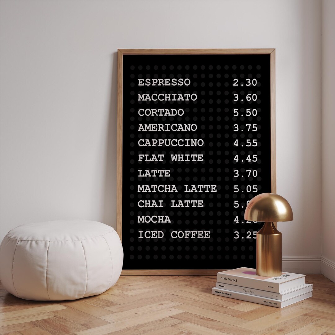 Coffee Bar Menu Print, Coffee Shop Print, Minimalist Kitchen Art ...