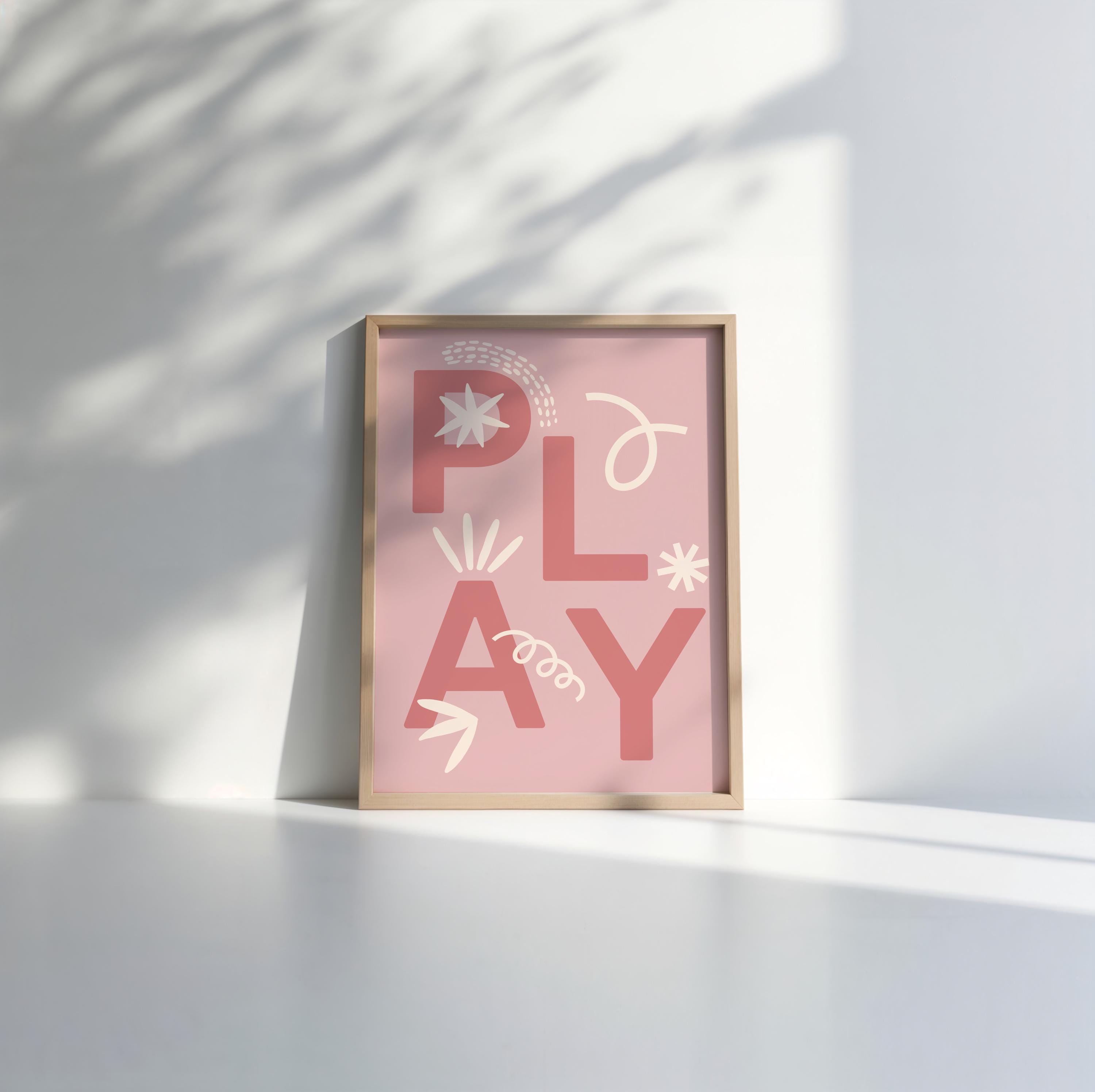 Pink PLAY Children's Print: Modern Kids Poster (digital Download) - Etsy