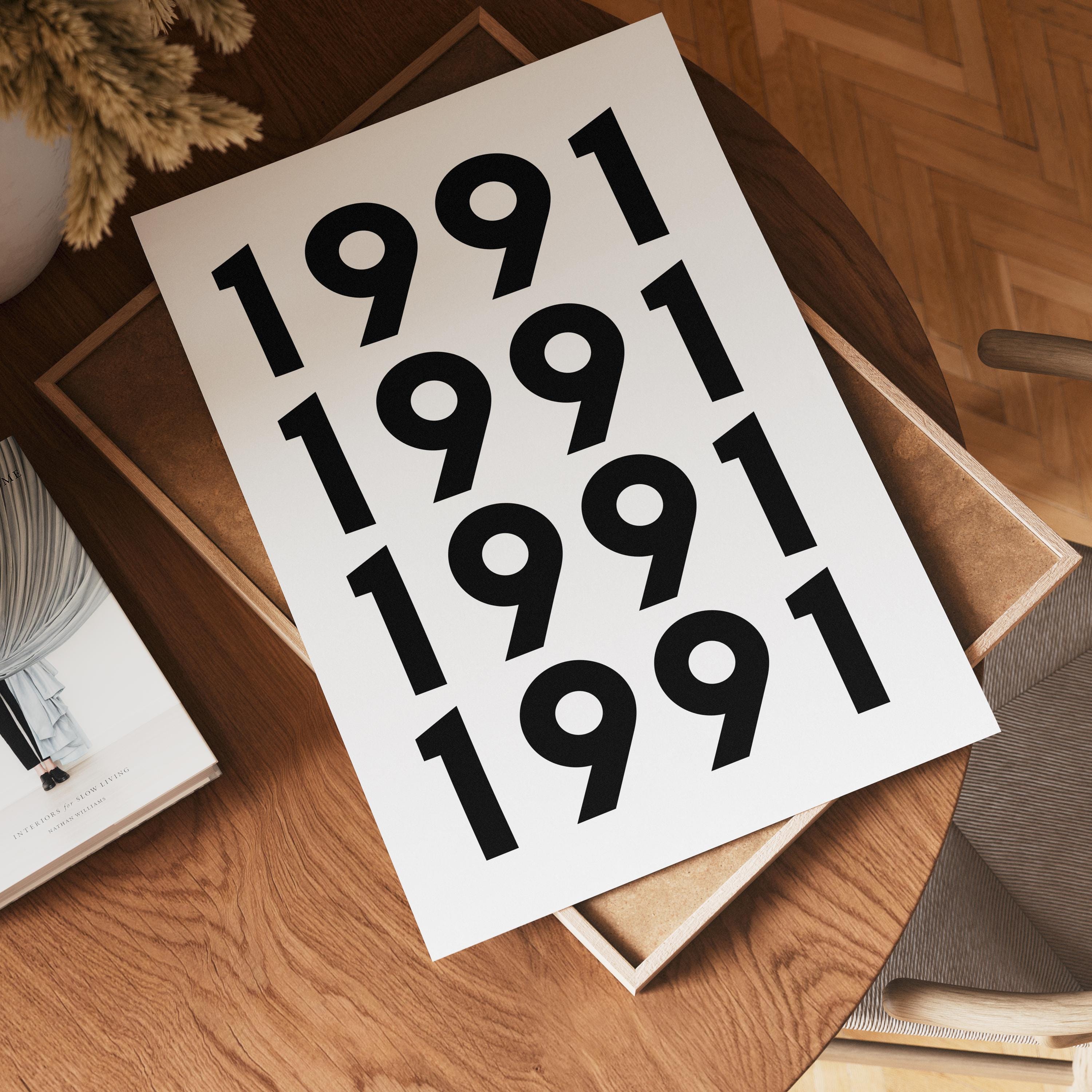 1991 Birthday Print Instant Download, 34th Birthday, 1991 Poster, 1991 ...