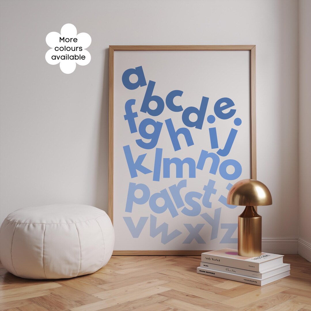 Blue Ombre Educational Alphabet Print, Playroom Print, Playroom Wall ...
