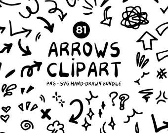 Arrows Clipart Set, Hand-drawn Sketch Whimsical Marker Signs (instant ...