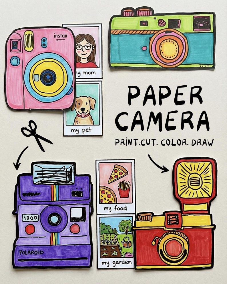 Printable Paper Camera Craft – Kids Memory Book Activity (digital ...