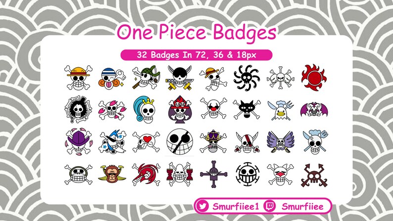 32 Twitch Sub Badges | Symbols | Bit Badges | One Piece | Anime ...