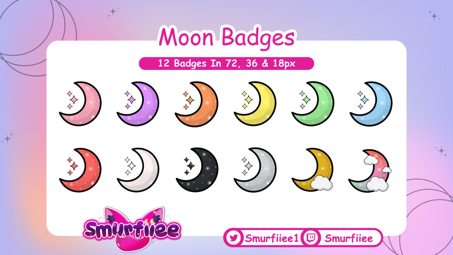 12 Twitch Sub Badges Moon Bit Badges Cute Stream Discord - Etsy