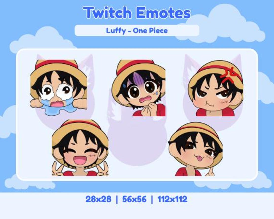 5 Luffy Emotes | One Piece | Bit Badges | Anime | Kawaii | Stream ...