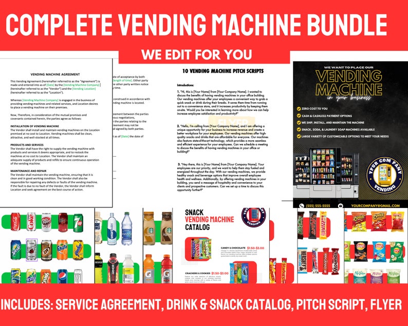 Vending Machine Bundle | WE Edit for You | Service Agreement | Flyer ...