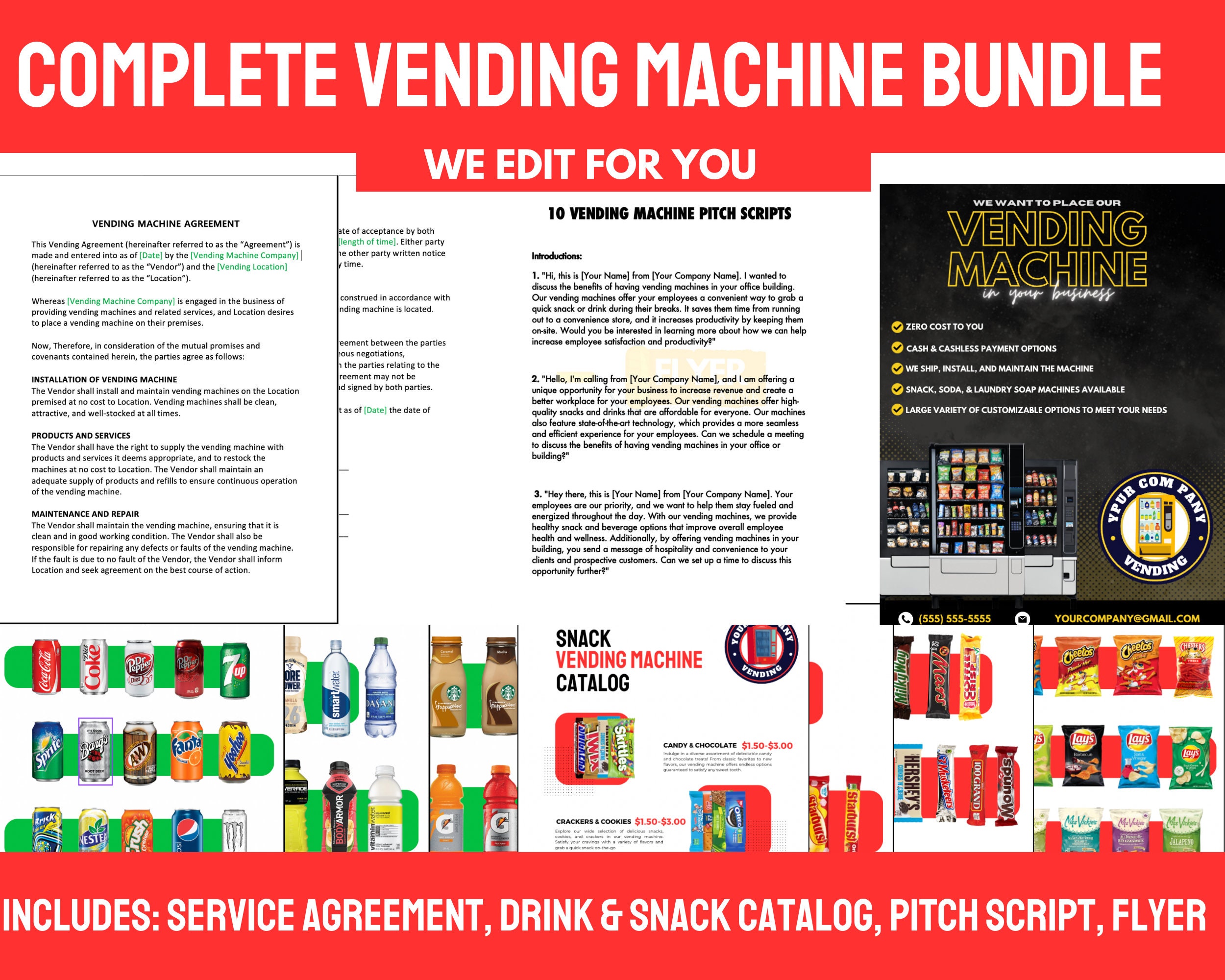 Vending Machine Bundle | WE Edit for You | Service Agreement | Flyer ...