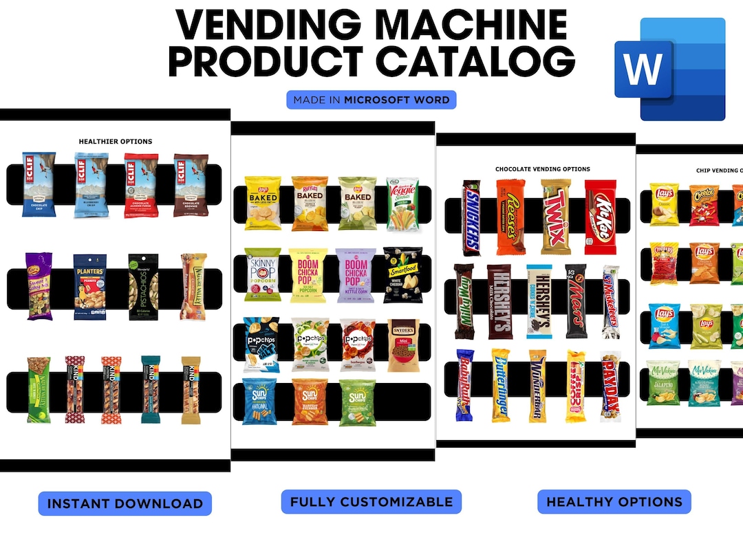 Editable Snack Vending Machine Catalog Template: Professional Business Presentation - Etsy
