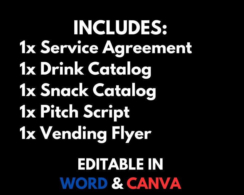 Vending Machine Bundle | Service Agreement | Flyer | Drink & Snack ...
