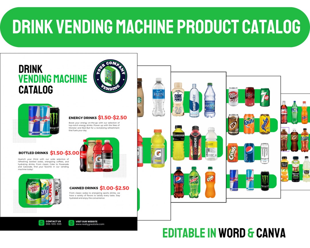 Drink Vending Machine Product Catalog (canva & Word) - Etsy