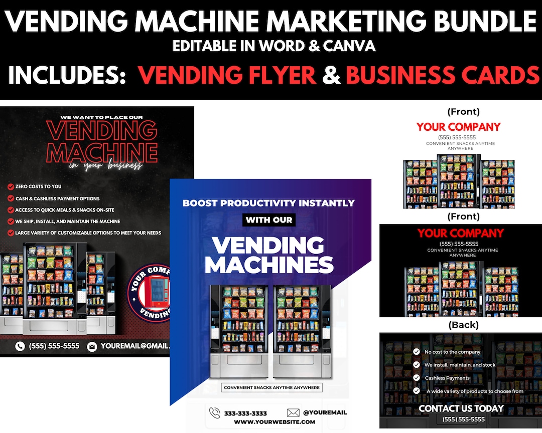 Vending Machine Marketing Bundle | Business Cards & Flyer - Etsy
