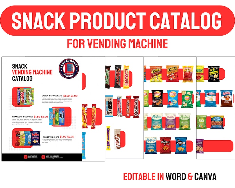 Snack Vending Machine Product Catalog (canva/word) - Etsy