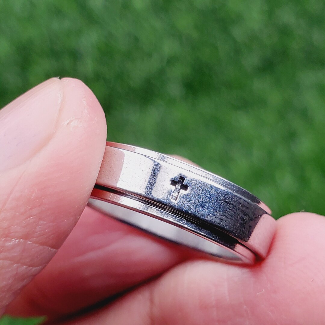 Cross Spinner Ring Silver Fidget Ring Ring for Men - Etsy