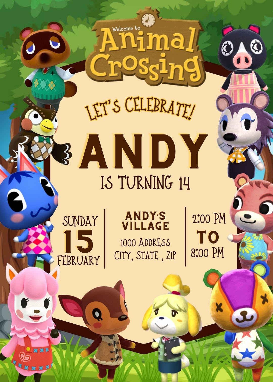 Editable Animal Crossing Birthday Invitation • Printable ACNH Party ...