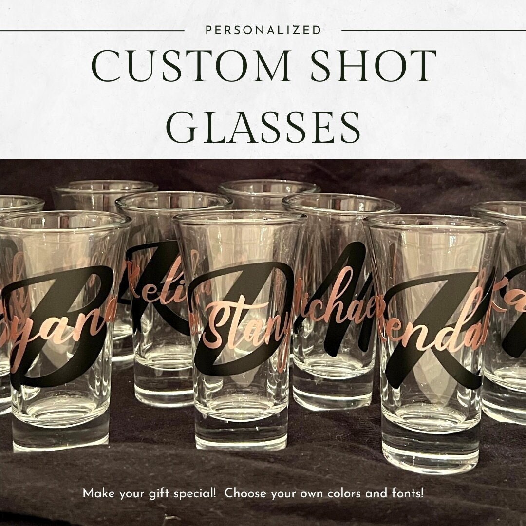 Personalized Shot Glasses Calligraphy Custom Tequila Etsy