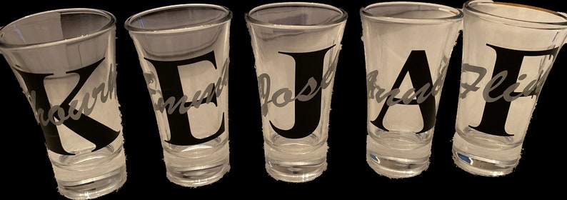 Personalized Shot Glasses Calligraphy Custom Tequila Etsy