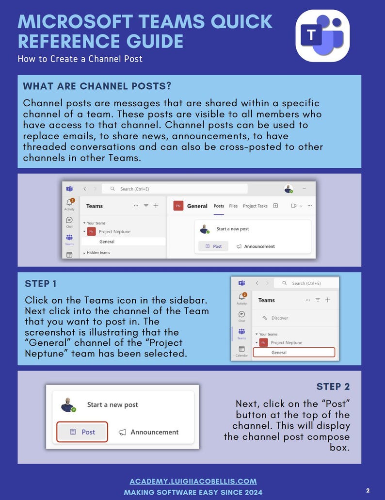 Microsoft Teams Quick Reference Guide - Chat Messages and Channel Posts ...