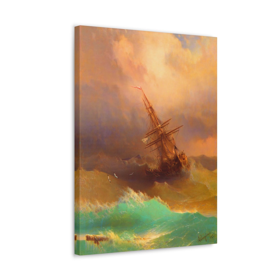 1887 Square-rigged Cutter, Canvas Gallery Wrap Nautical Art for Home ...