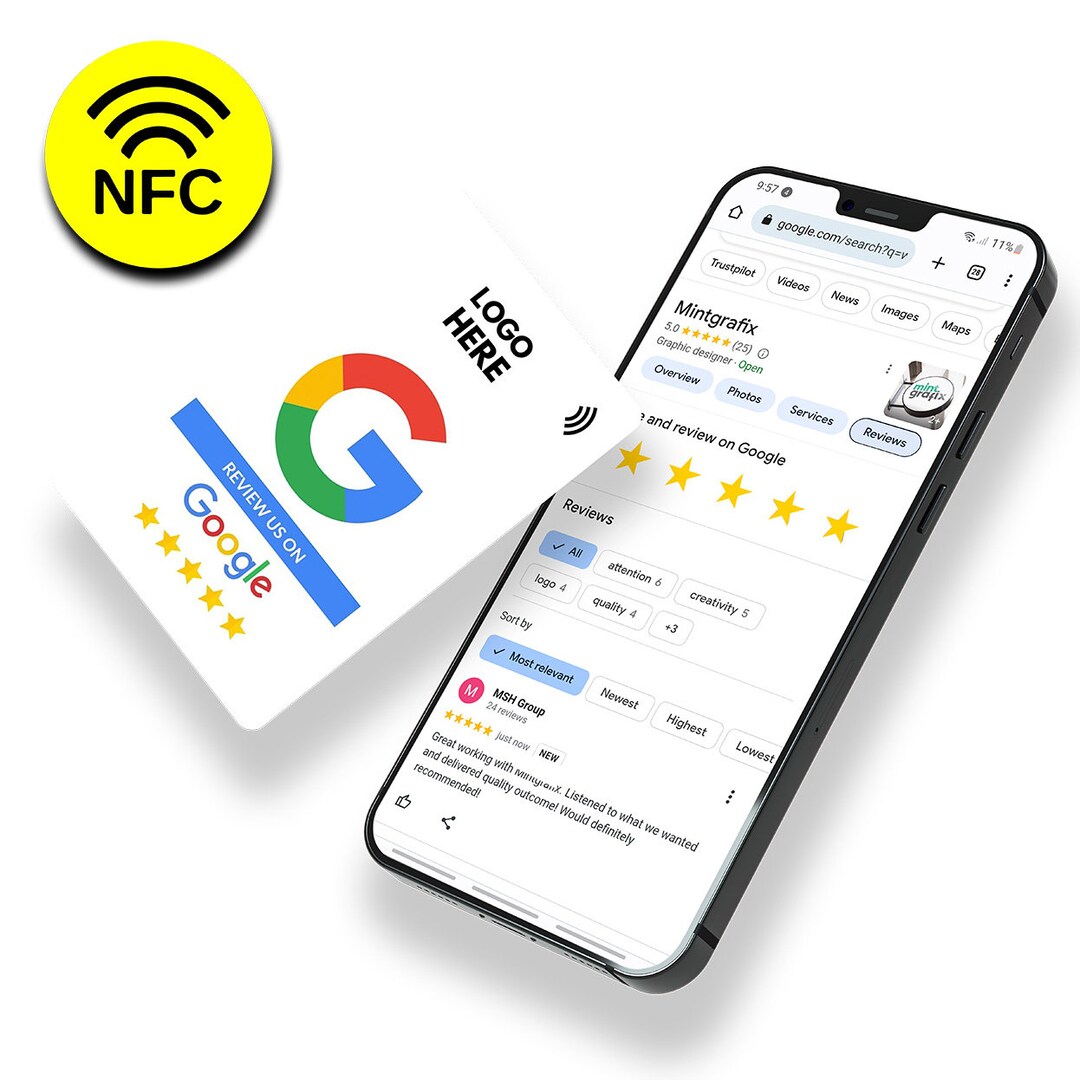 Personalised NFC Google Review Cards, Tap Review Feedback Cards, PVC ...