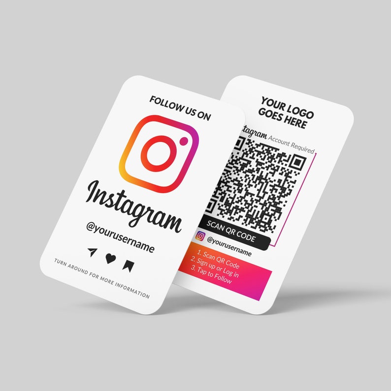 Instagram Business Card QR Code Followers Insta QR Cards - Etsy