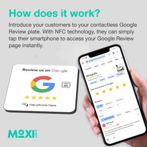 White Google Review NFC Plate Stand, Table Plate, Boost Your Google ...