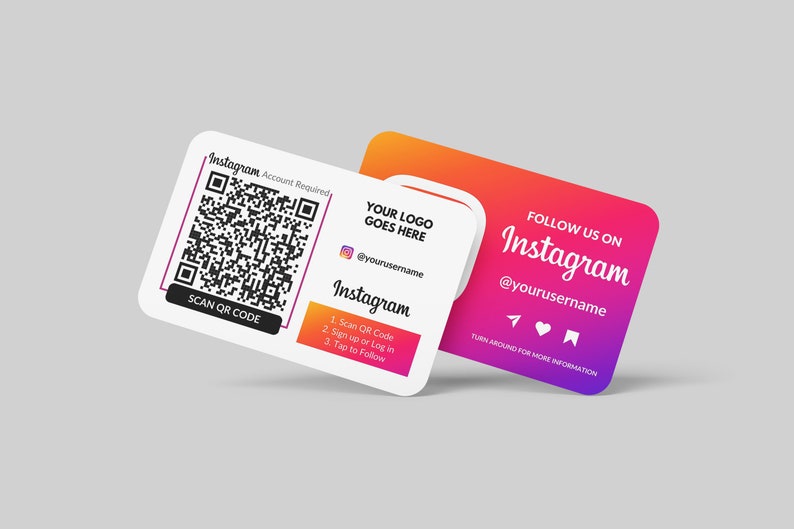 Instagram Business Card, QR Code Followers, Insta QR Cards, Custom ...