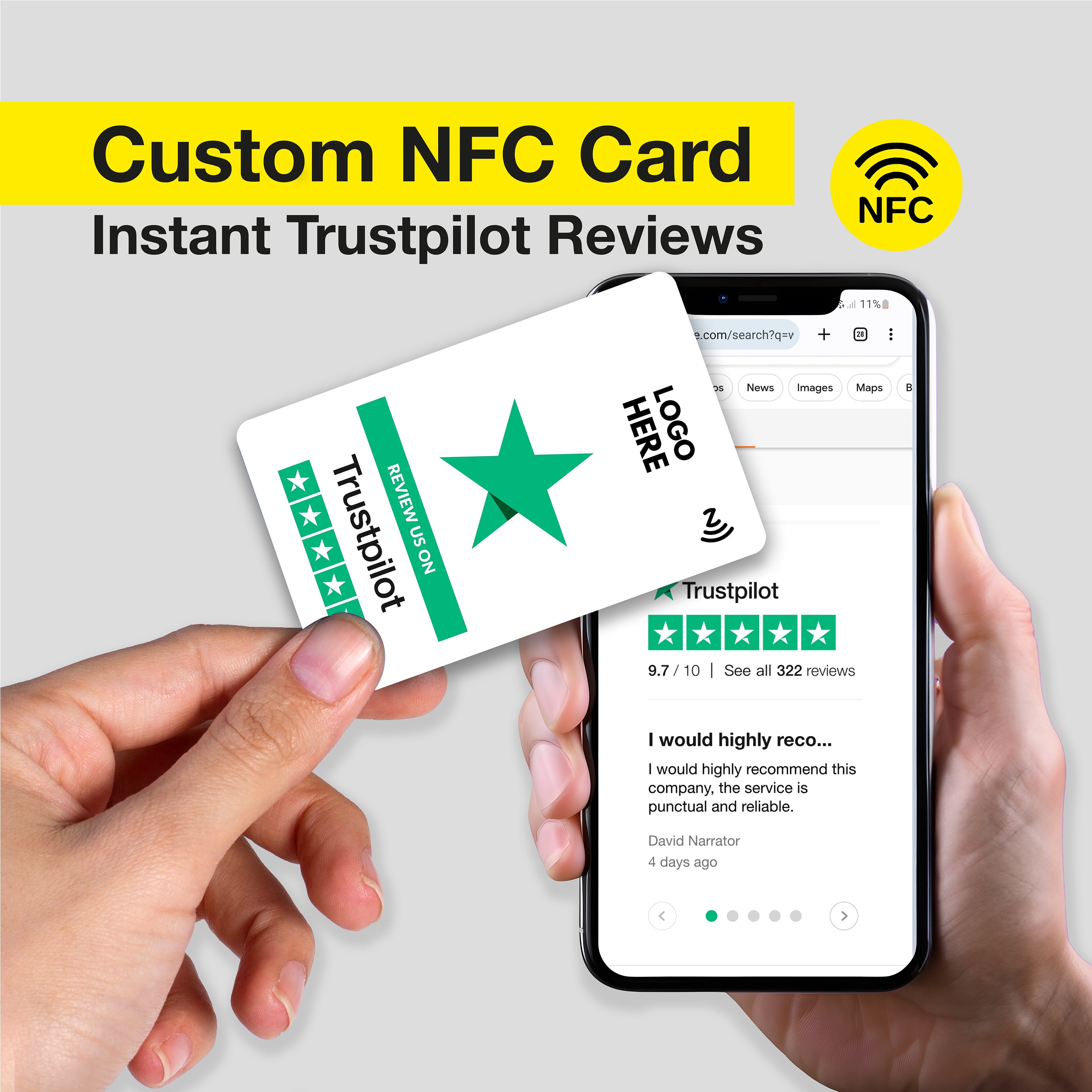 Custom NFC Card Trustpilot Review Cards Tap Review Card - Etsy