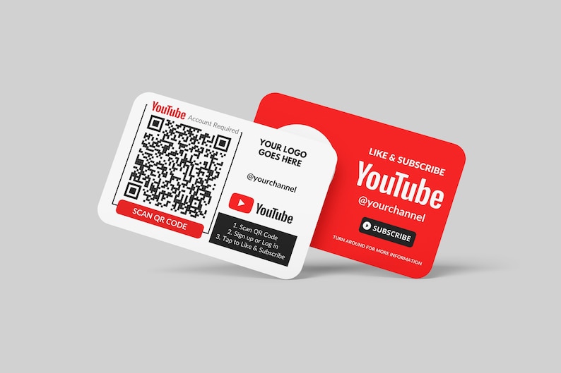 Youtube Business Card, Logo QR Code Design, Subscribe Cards, Like Cards ...
