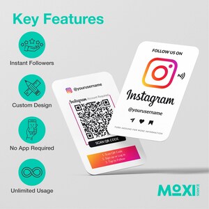 Custom NFC Instagram Cards, QR Code Instagram Business Card, PVC ...