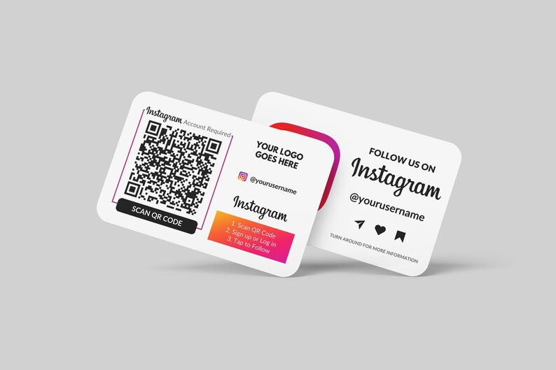 Instagram Business Card, QR Code Followers, Insta QR Cards, Custom ...