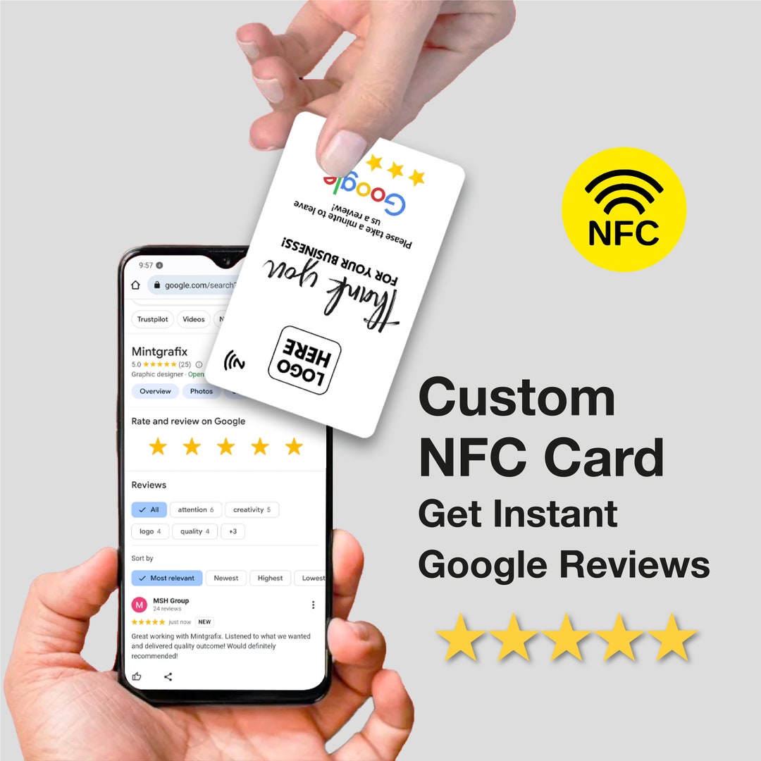 NFC Google Review Card, Single Sided Card, PVC Feedback Cards, Custom ...