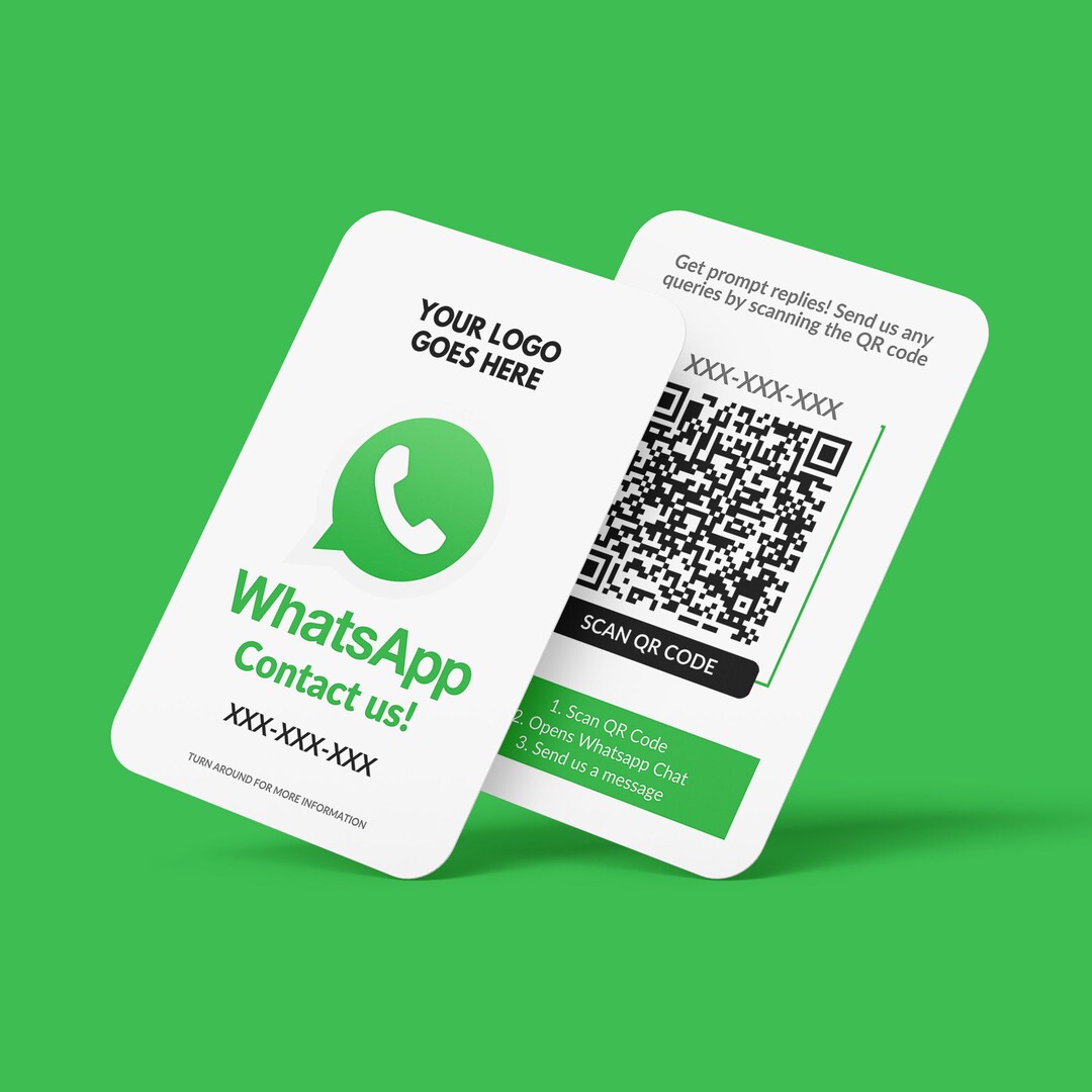 Whatsapp QR Code Business Card, Whatsapp Message, Custom Business Card ...