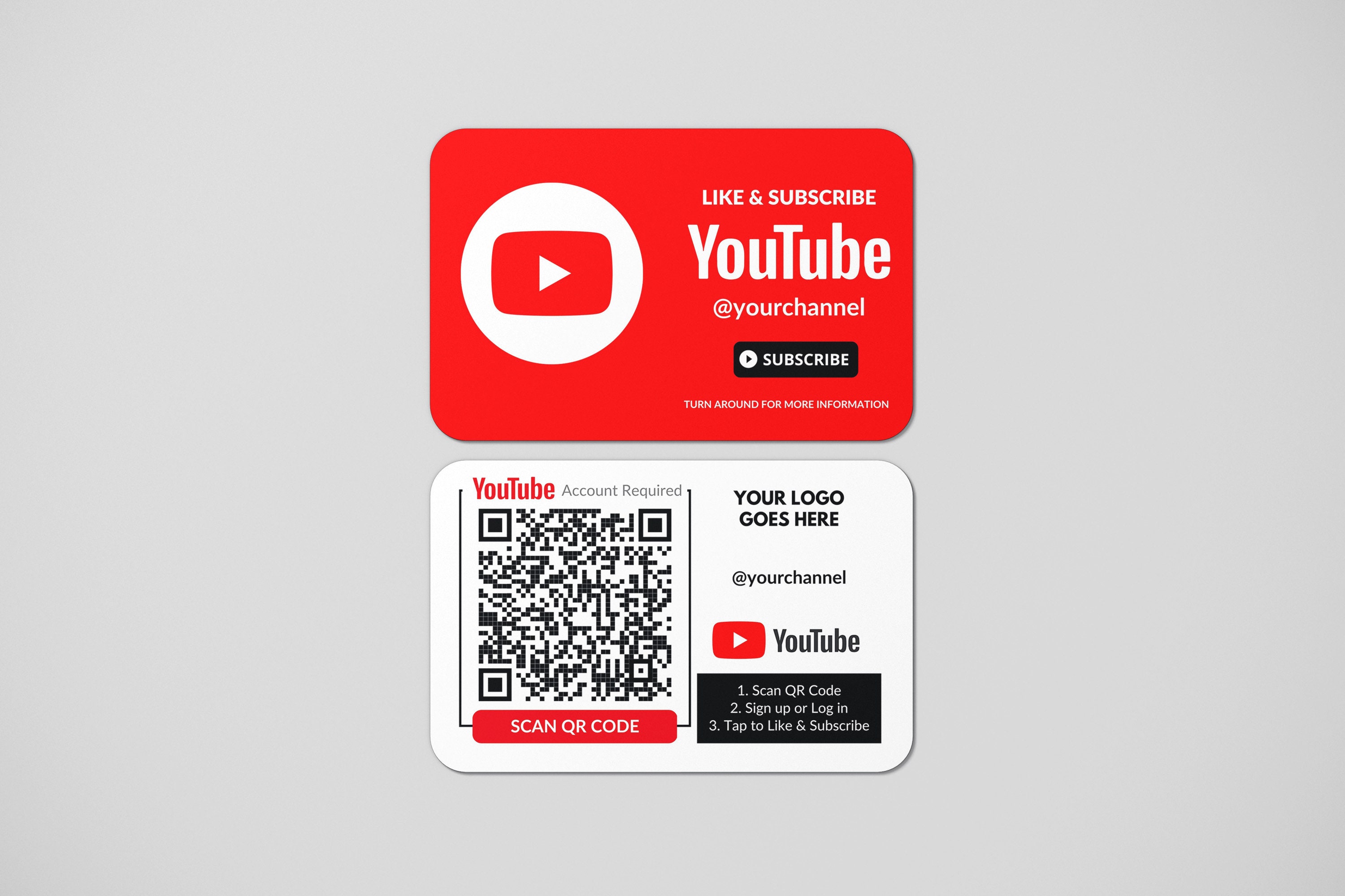 Youtube Business Card Logo QR Code Design Subscribe Cards - Etsy