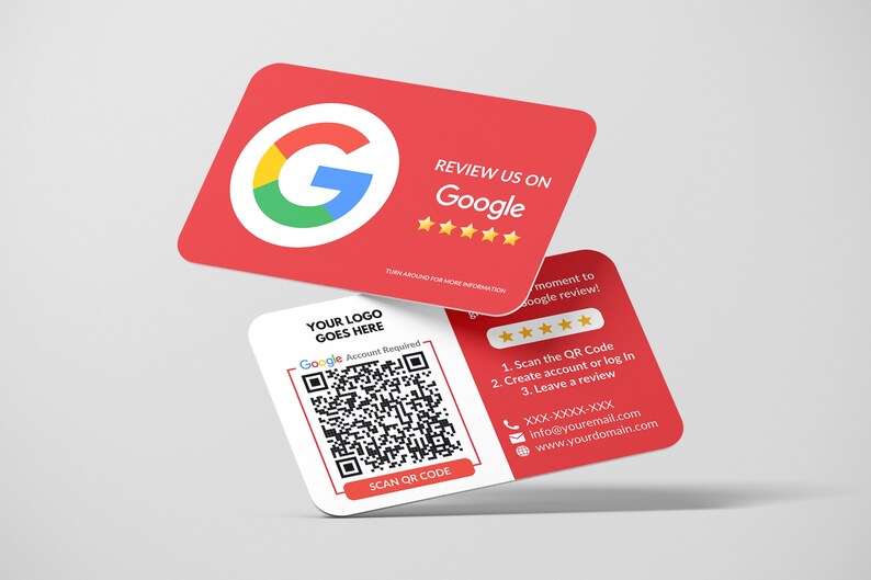 Business Card Google Review Logo QR Code Design Custom - Etsy