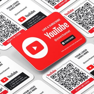 Youtube Business Card, Logo QR Code Design, Subscribe Cards, Like Cards ...