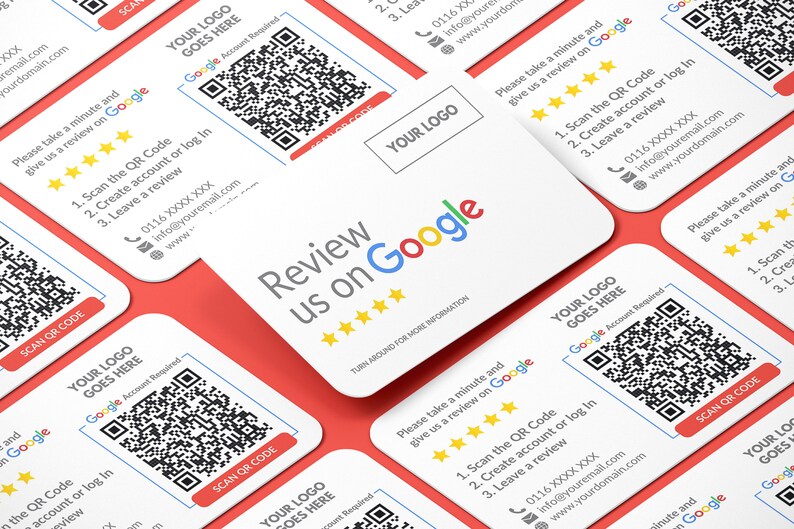 Business Card Google Review Logo QR Code Design Custom - Etsy