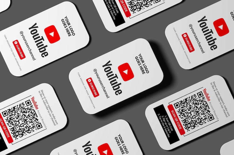 Youtube Business Card, Logo QR Code Design, Subscribe Cards, Like Cards ...