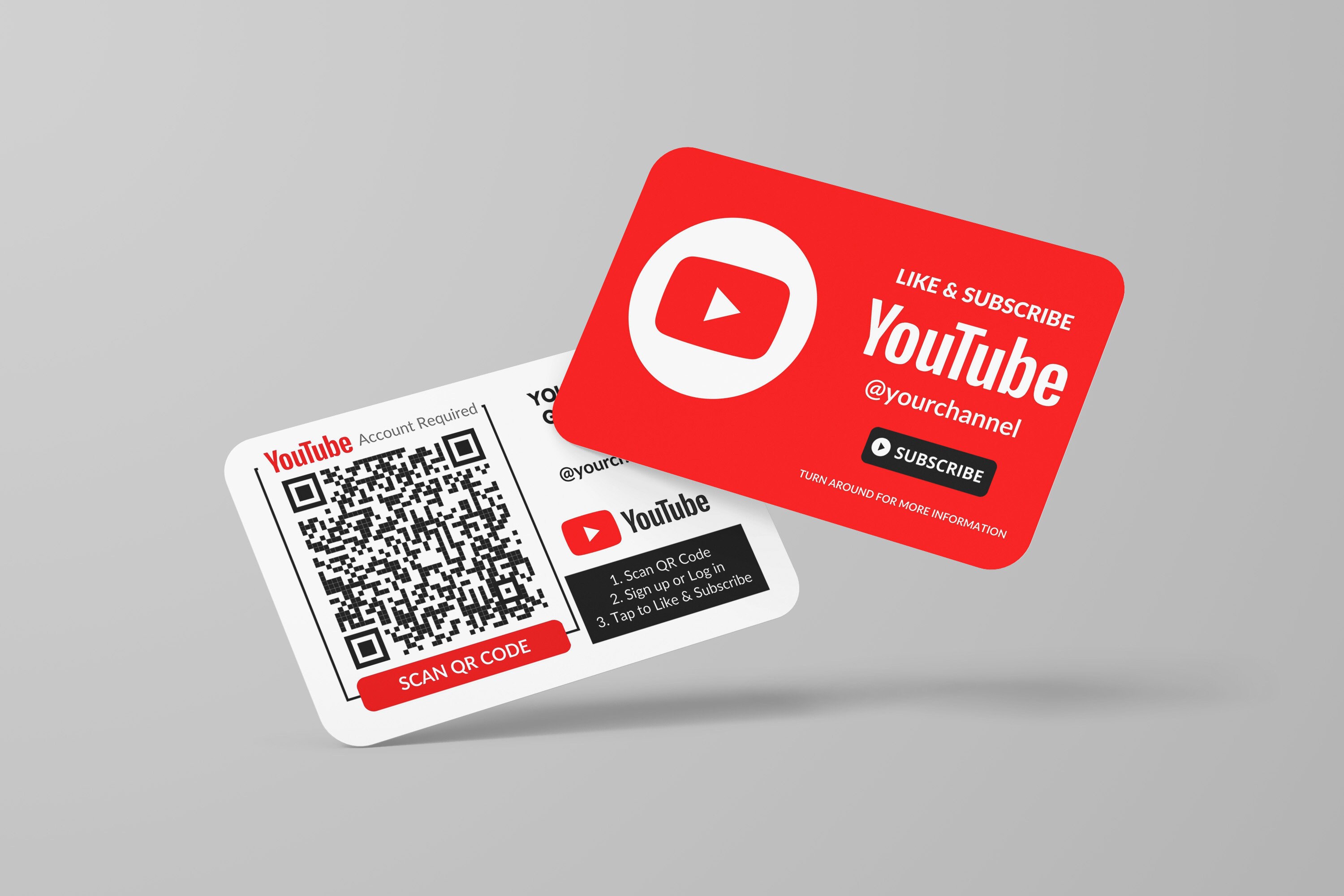Youtube Business Card, Logo QR Code Design, Subscribe Cards, Like Cards ...