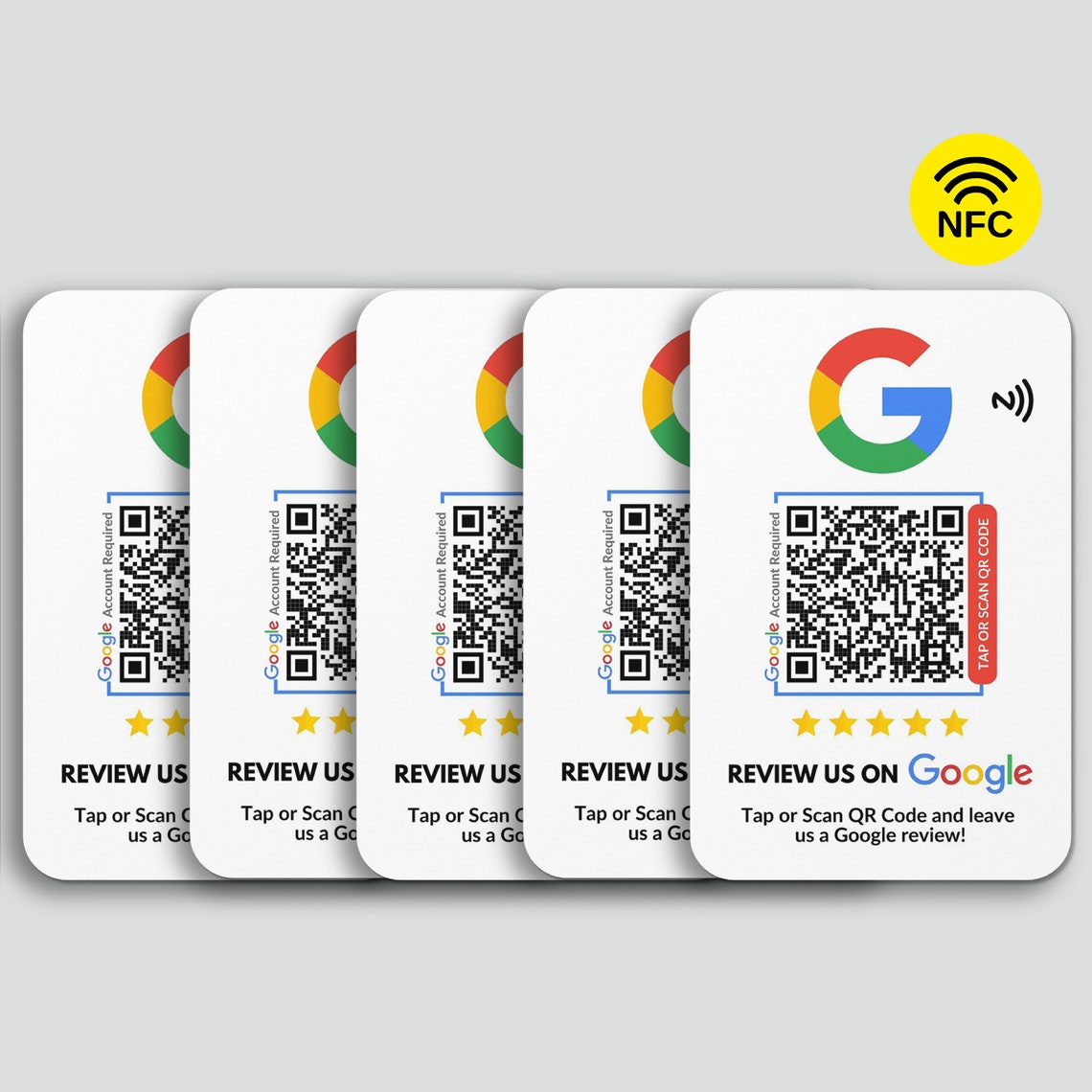 5 NFC Contactless Google Review Cards Single Sided Card PVC - Etsy