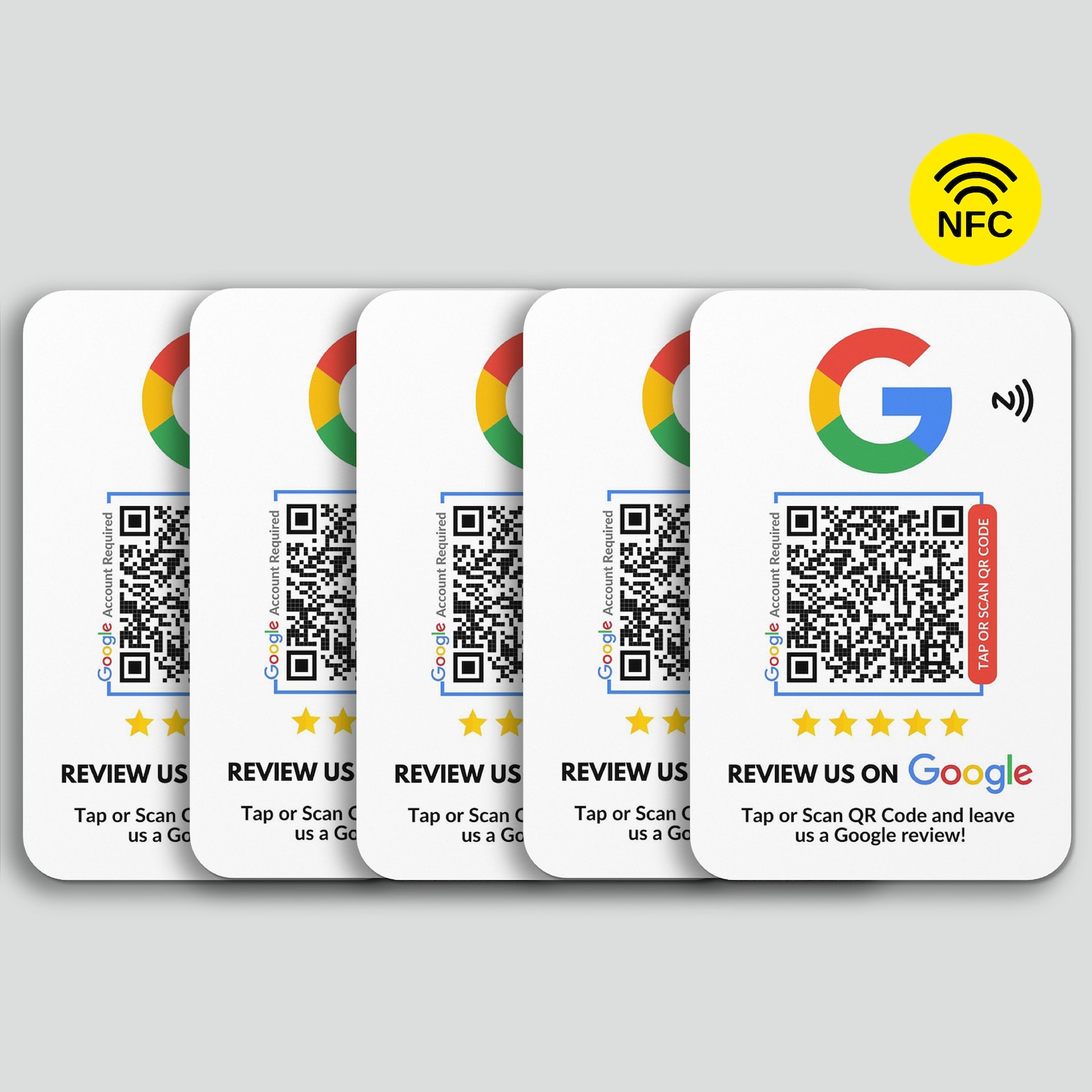 5 NFC Contactless Google Review Cards Single Sided Card PVC - Etsy