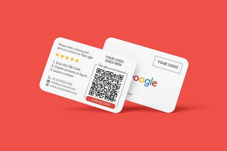 Business Card Google Review Logo QR Code Design Custom - Etsy