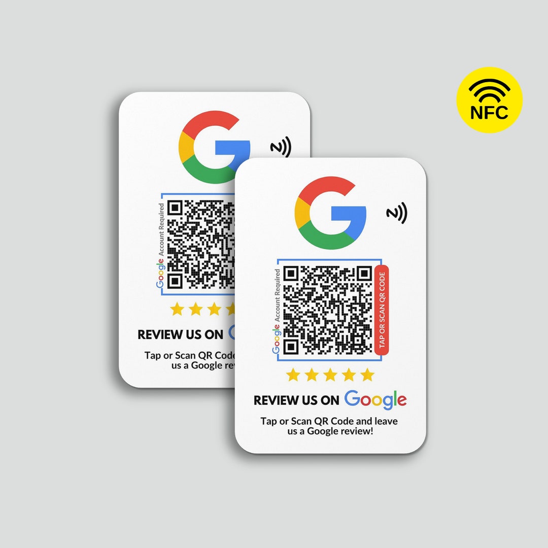 2 NFC Contactless Google Review Cards, Single Sided Card, PVC Feedback ...