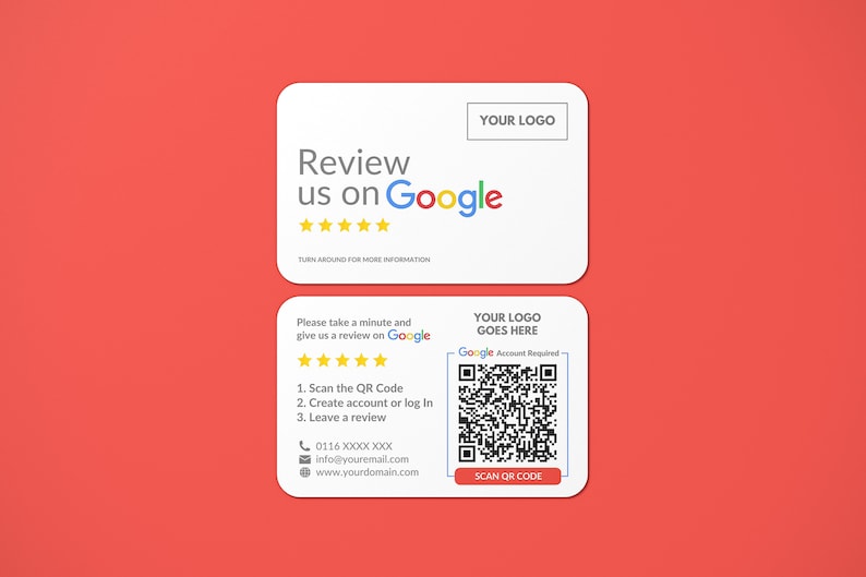 Business Card Google Review Logo QR Code Design Custom - Etsy