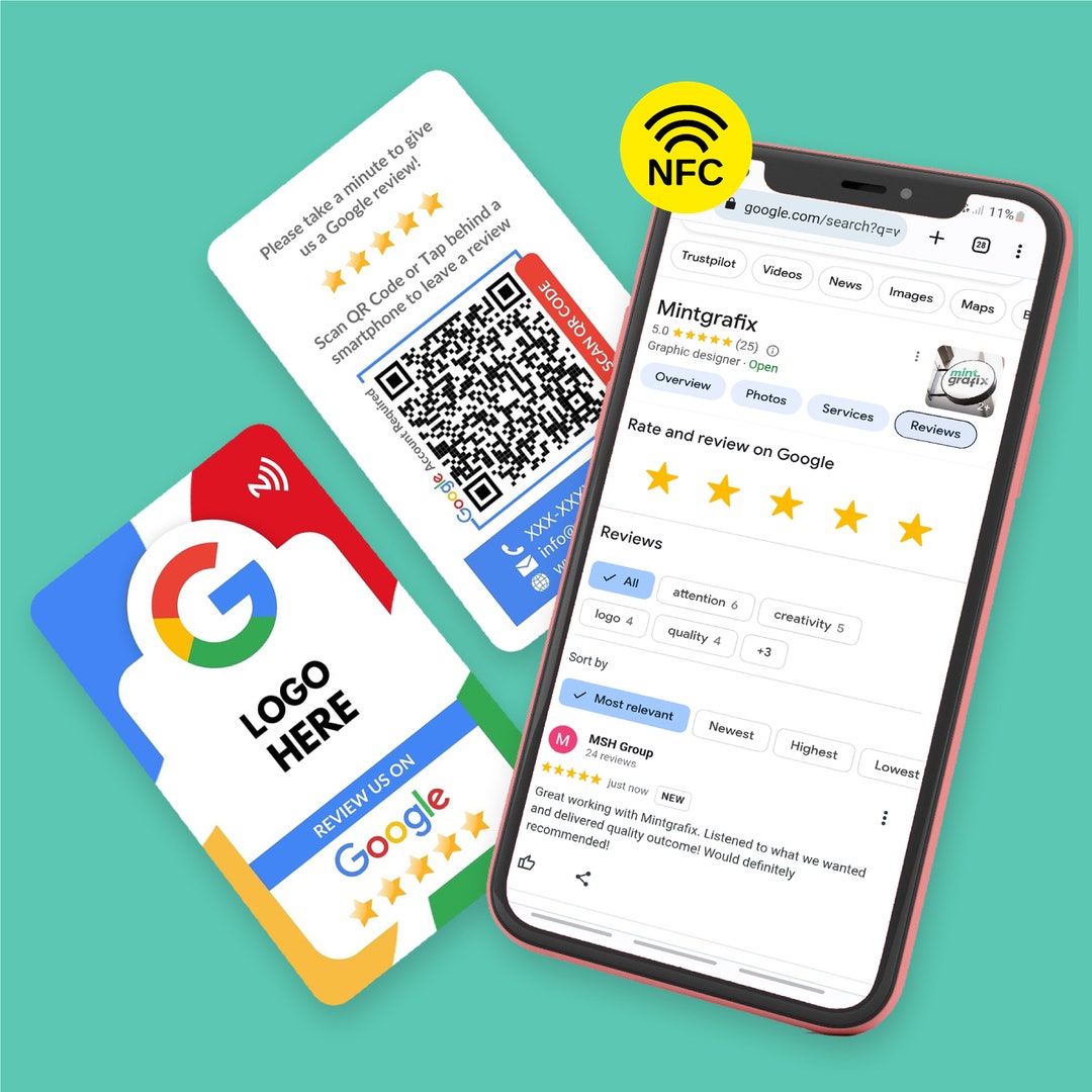 NFC Card Google Review Cards, Personalised Design, Tap Review Card ...